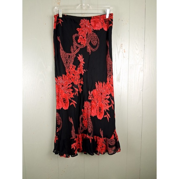 JM Collection | Skirts | Vintage 9s Y2k Black Floral Embroidered Skirt ...